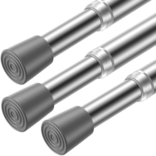 Sliver Spring Tension Rods Adjustable 26 to 39 Tension Curtain Rod ...