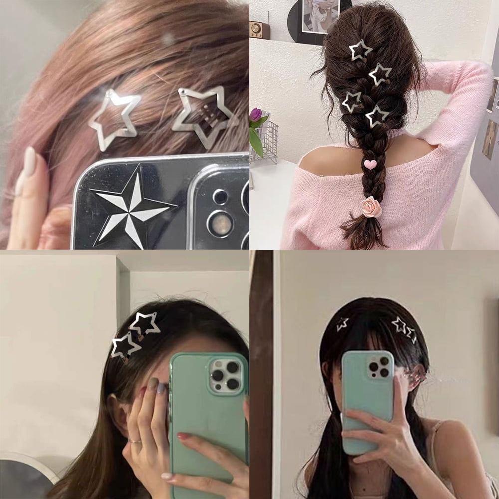 Sliver Star Hair Clips for Girls Kawaii Small Hair Clips for Kids Snap ...