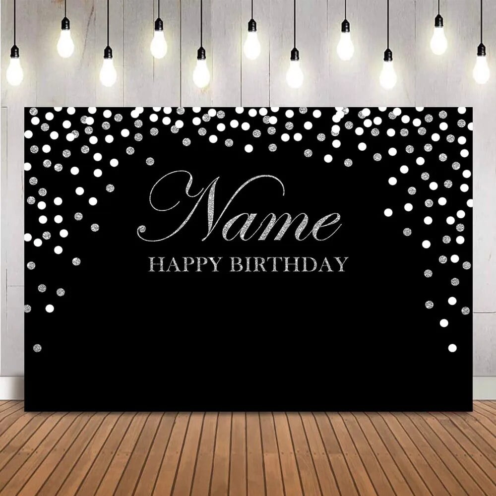 Sliver glitter birthday backdrop happy birthday party decoration photo ...