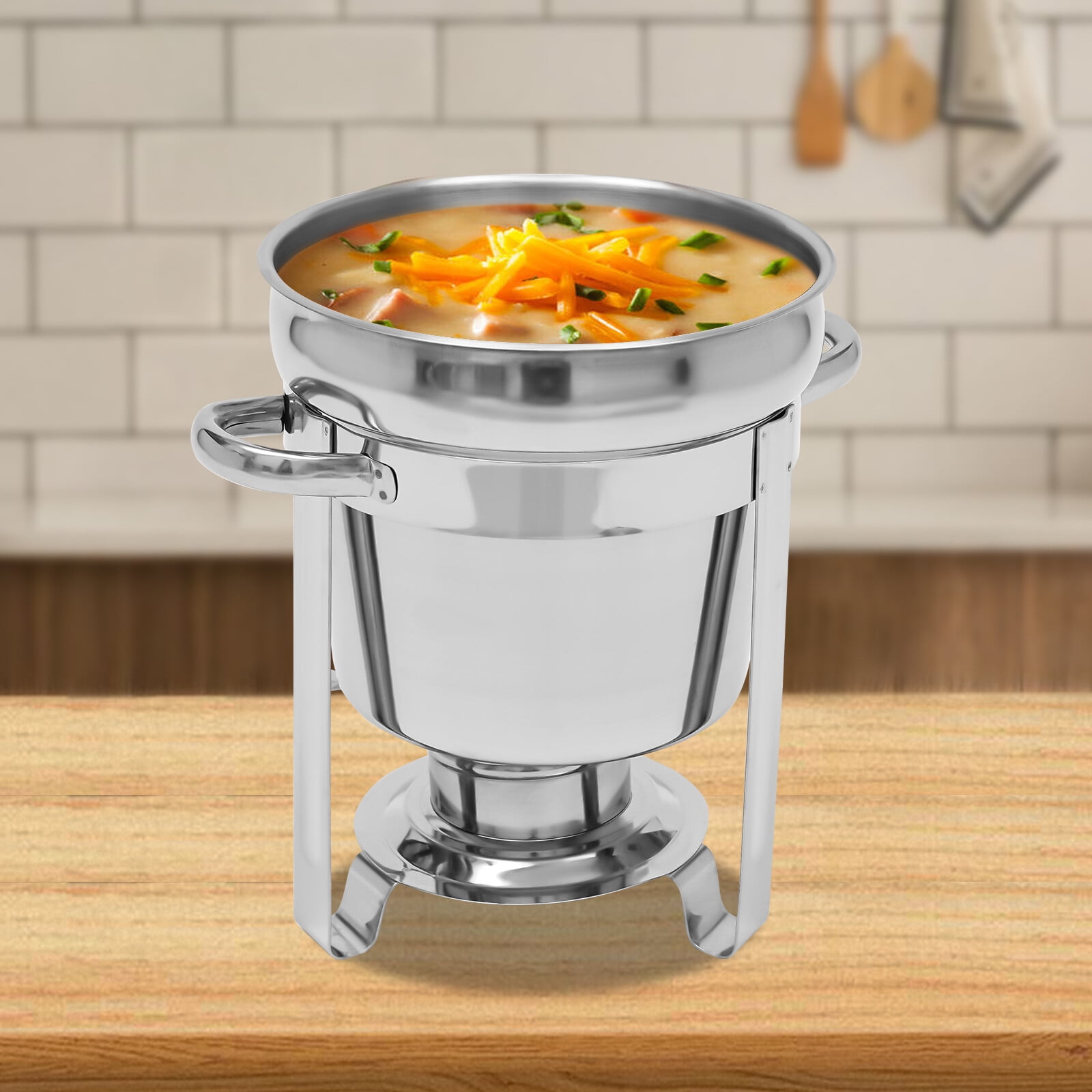 Slivery Round Soup Chafer Catering Chafing Dish Food Pan Warmer For ...
