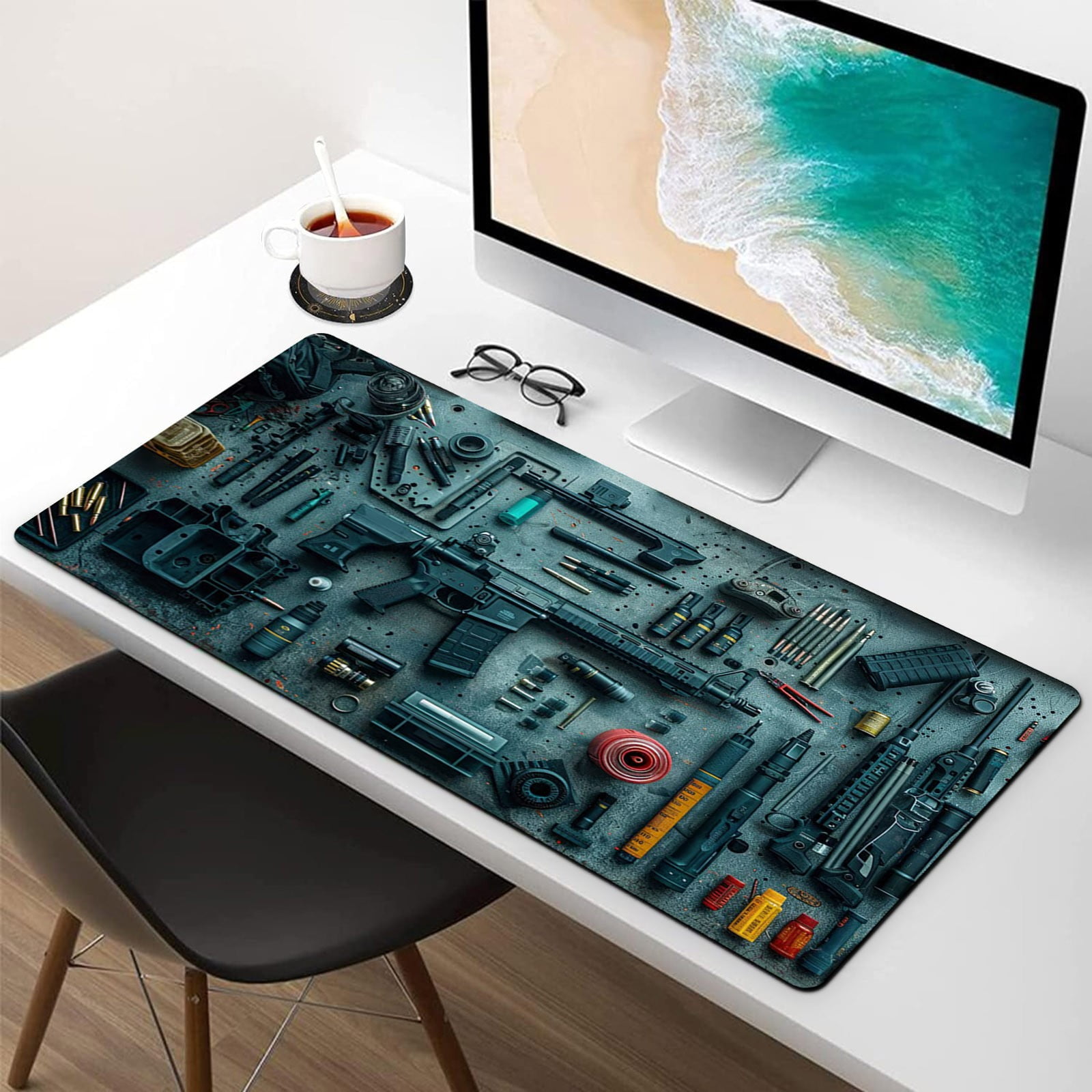 Slmotuae Large Military-Themed Gaming Mouse Pad – Blueprint Design, Non ...