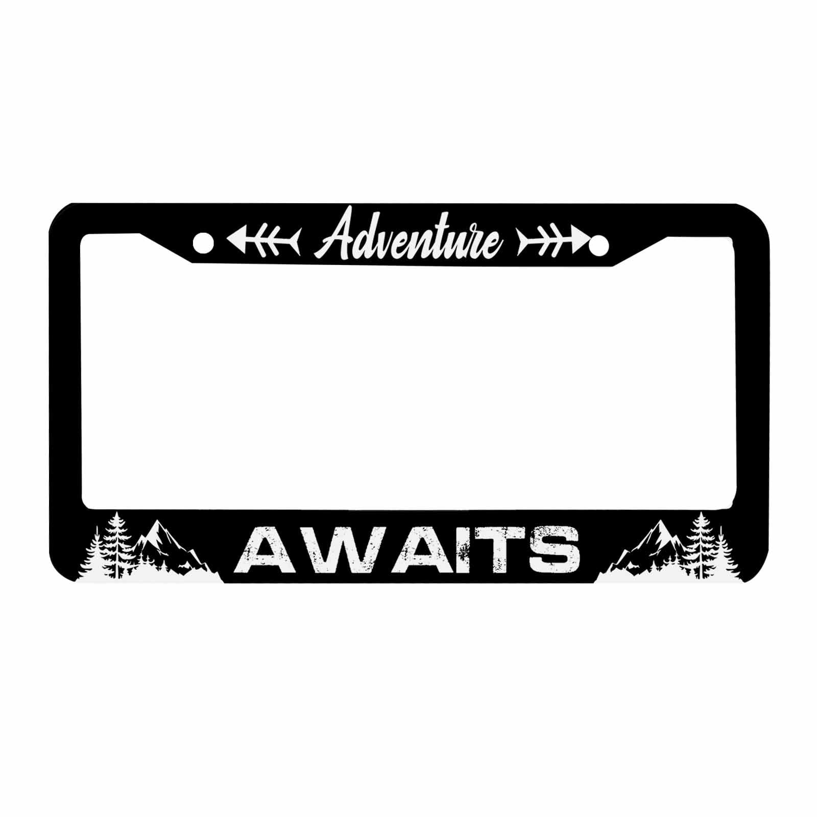 Sloboki Adventure Awaits License Plate Frame Universal Aluminum Metal ...
