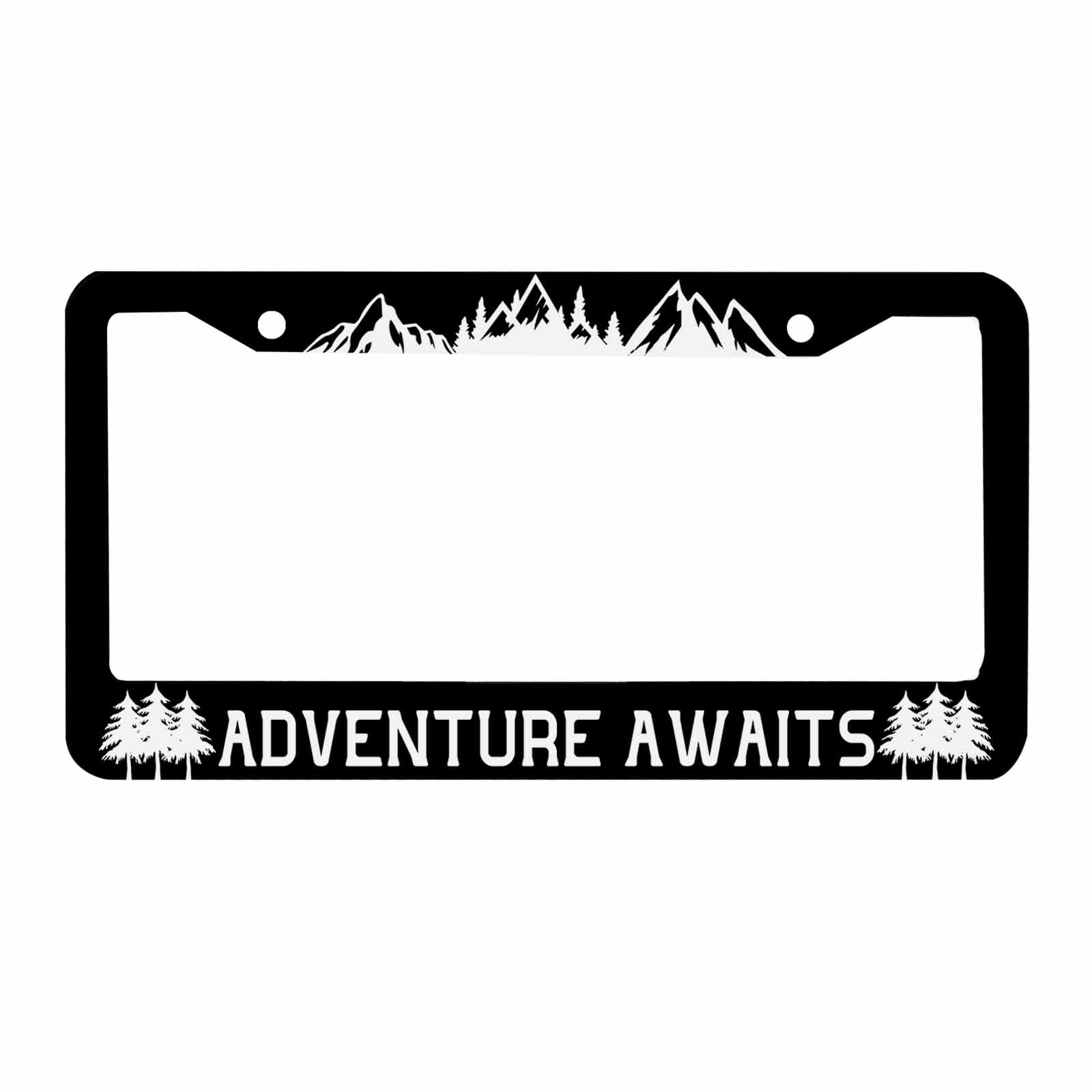 Sloboki Adventure Awaits License Plate Frame Universal Aluminum Metal ...