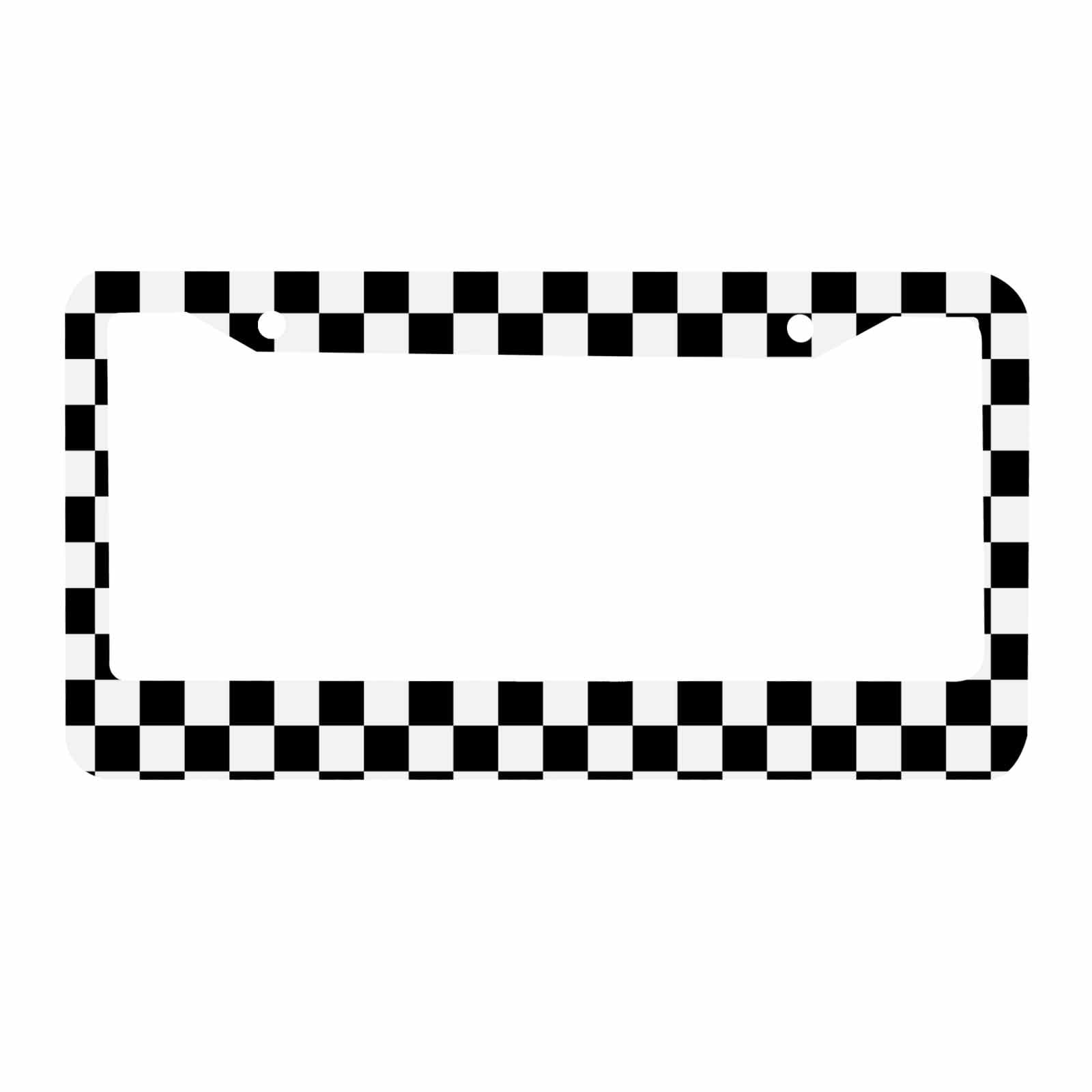 Sloboki Black White Checkerboard License Plate Frame Universal Aluminum ...