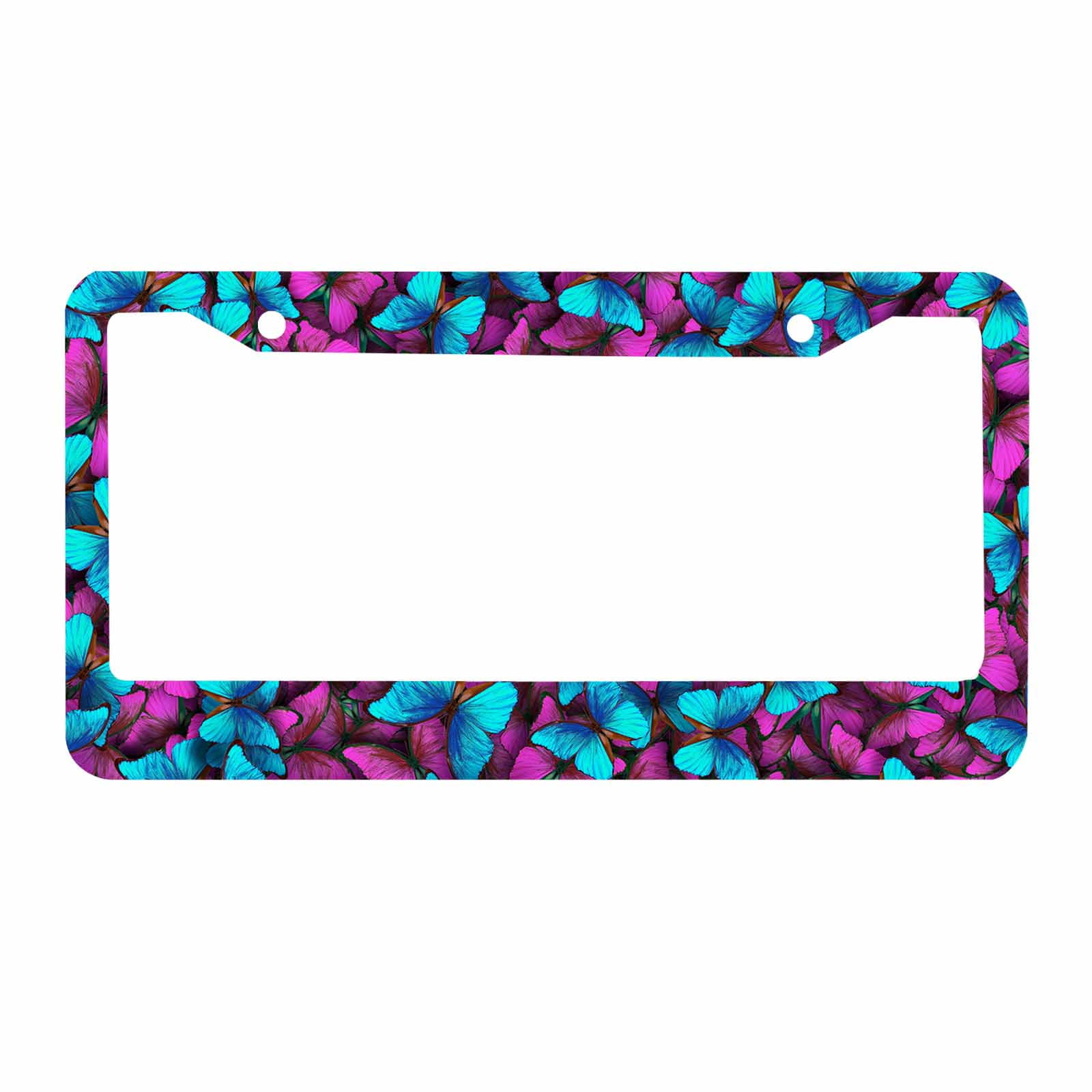Sloboki Blue Purple Butterfly License Plate Frame Universal Aluminum ...