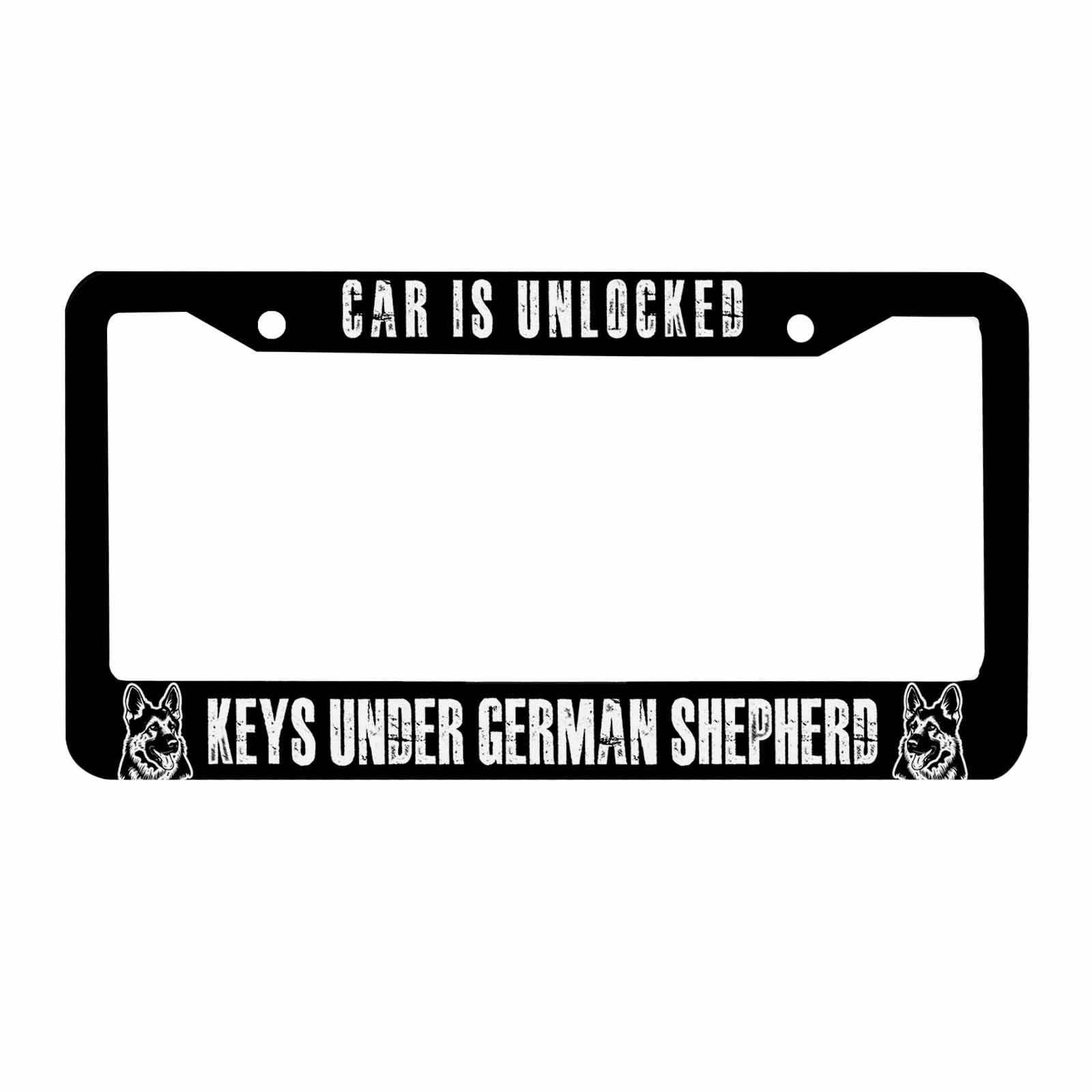 Sloboki Car is Unlocked Keys Under German Shepherd License Plate Frame ...