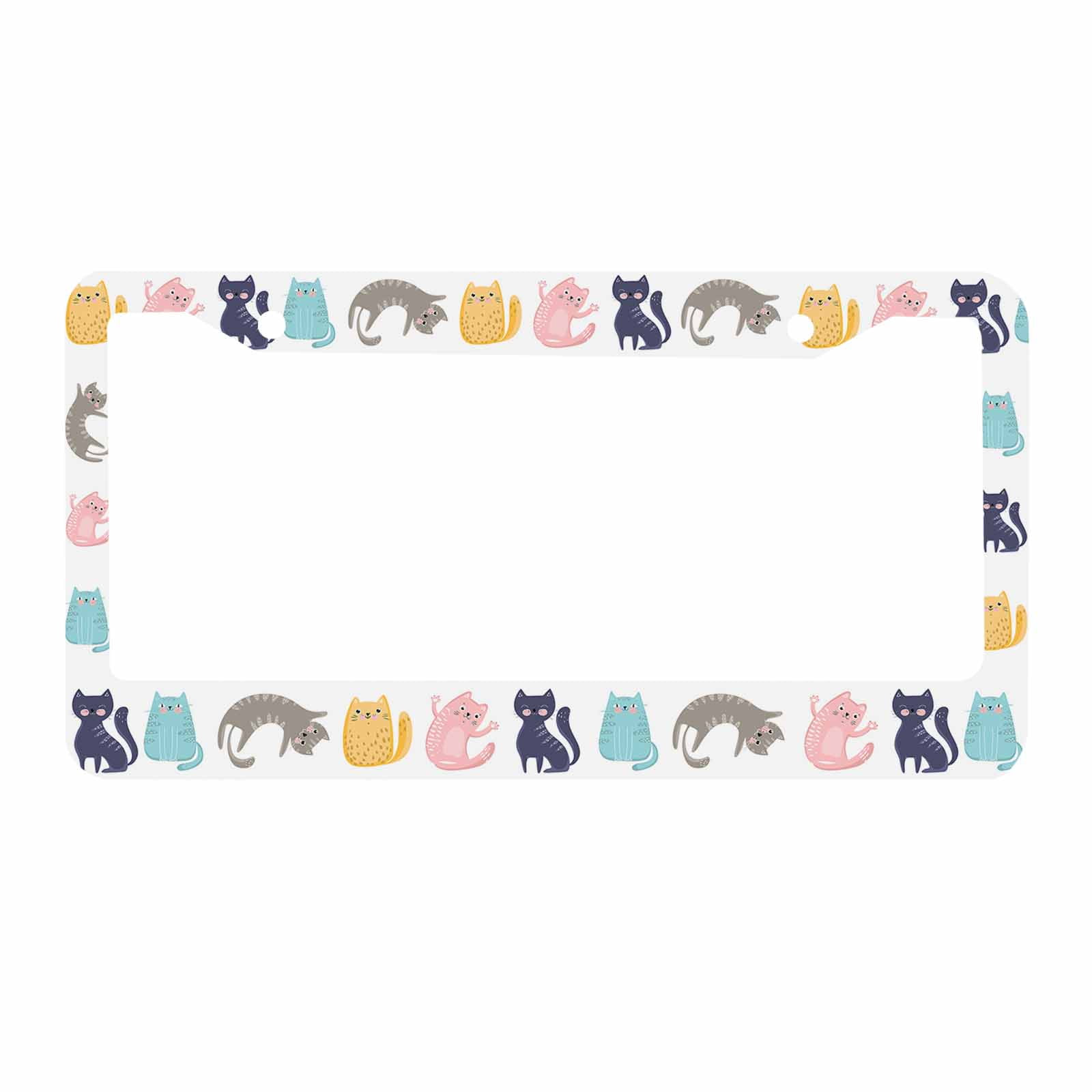 Sloboki Colorful Cartoon Cats License Plate Frame Universal Aluminum ...