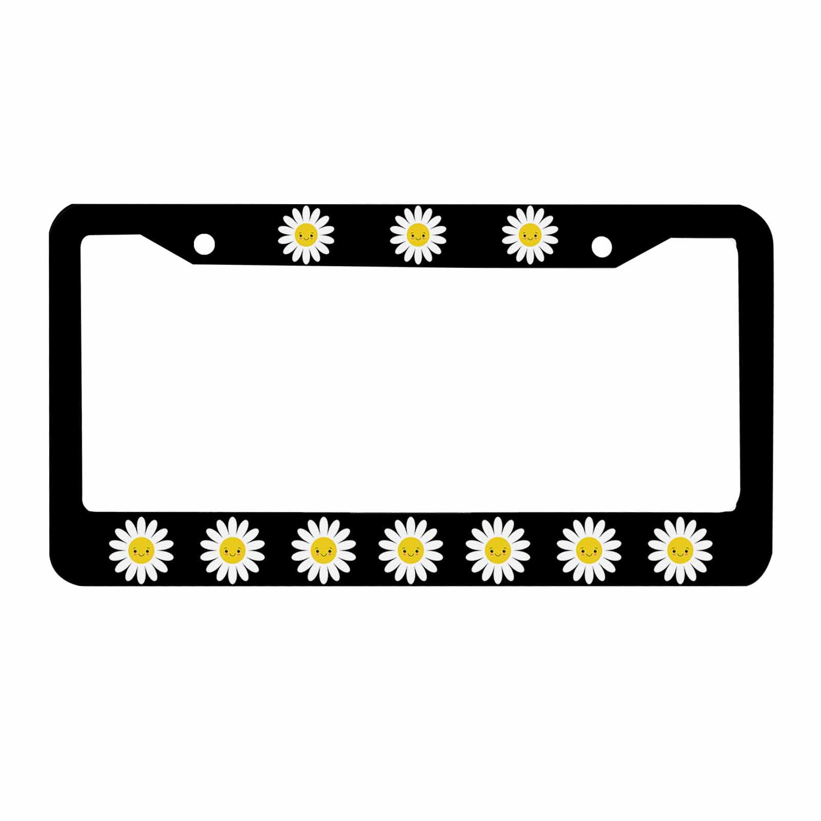 Sloboki Cute Daisy License Plate Frame Universal Aluminum Metal Car Tag ...