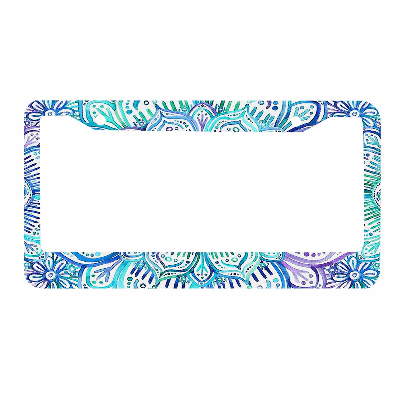 Sloboki Mandala Flower Hand Drawn License Plate Frame Universal ...