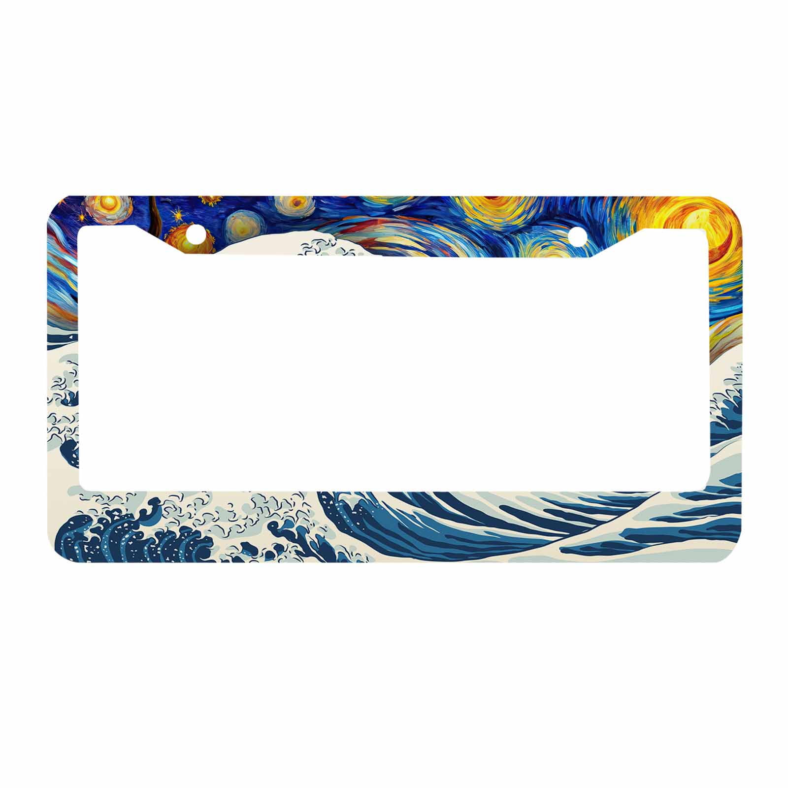 Sloboki Starry Night Big Wave License Plate Frame Universal Aluminum ...