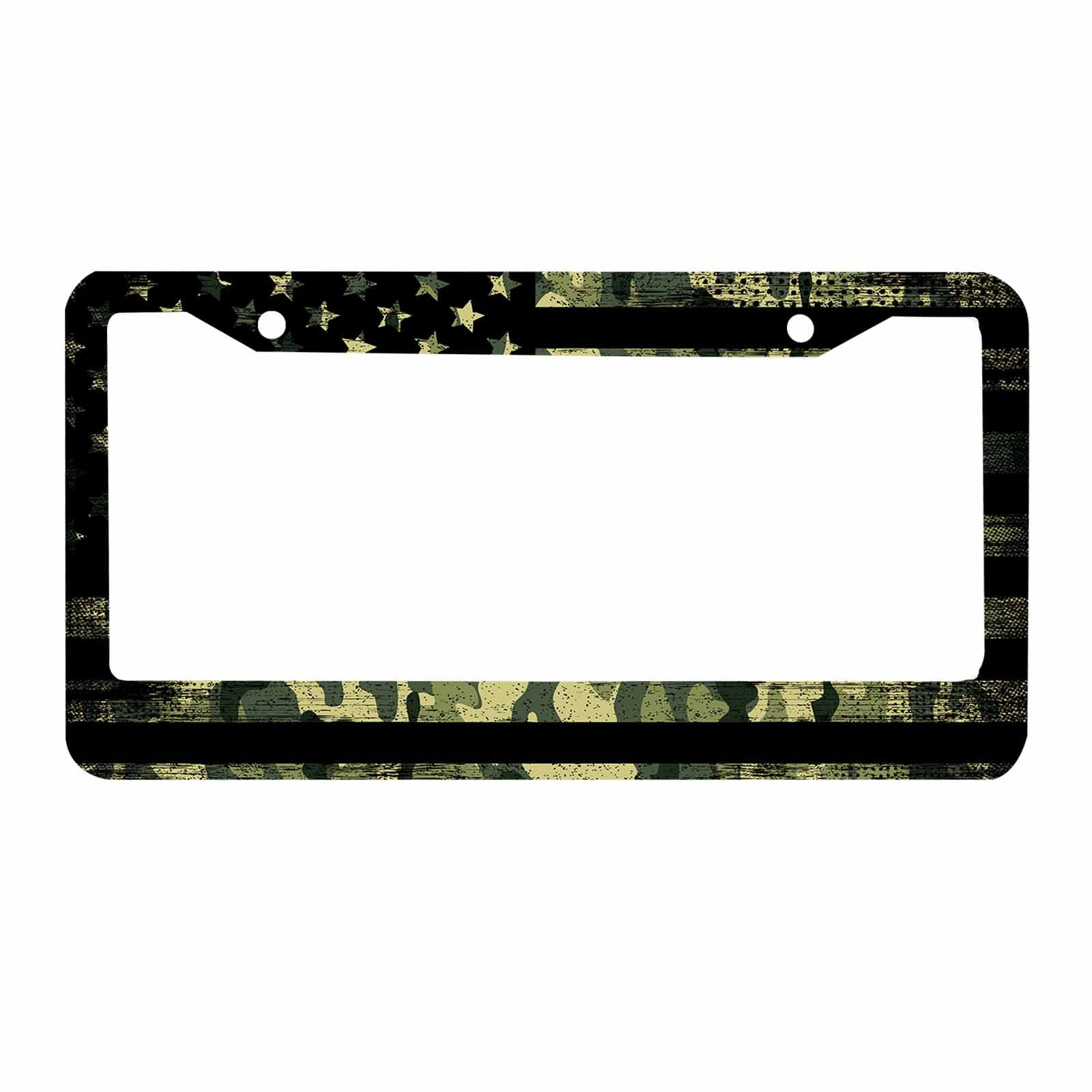 Sloboki USA Flag Black Camo License Plate Frame Universal Aluminum ...