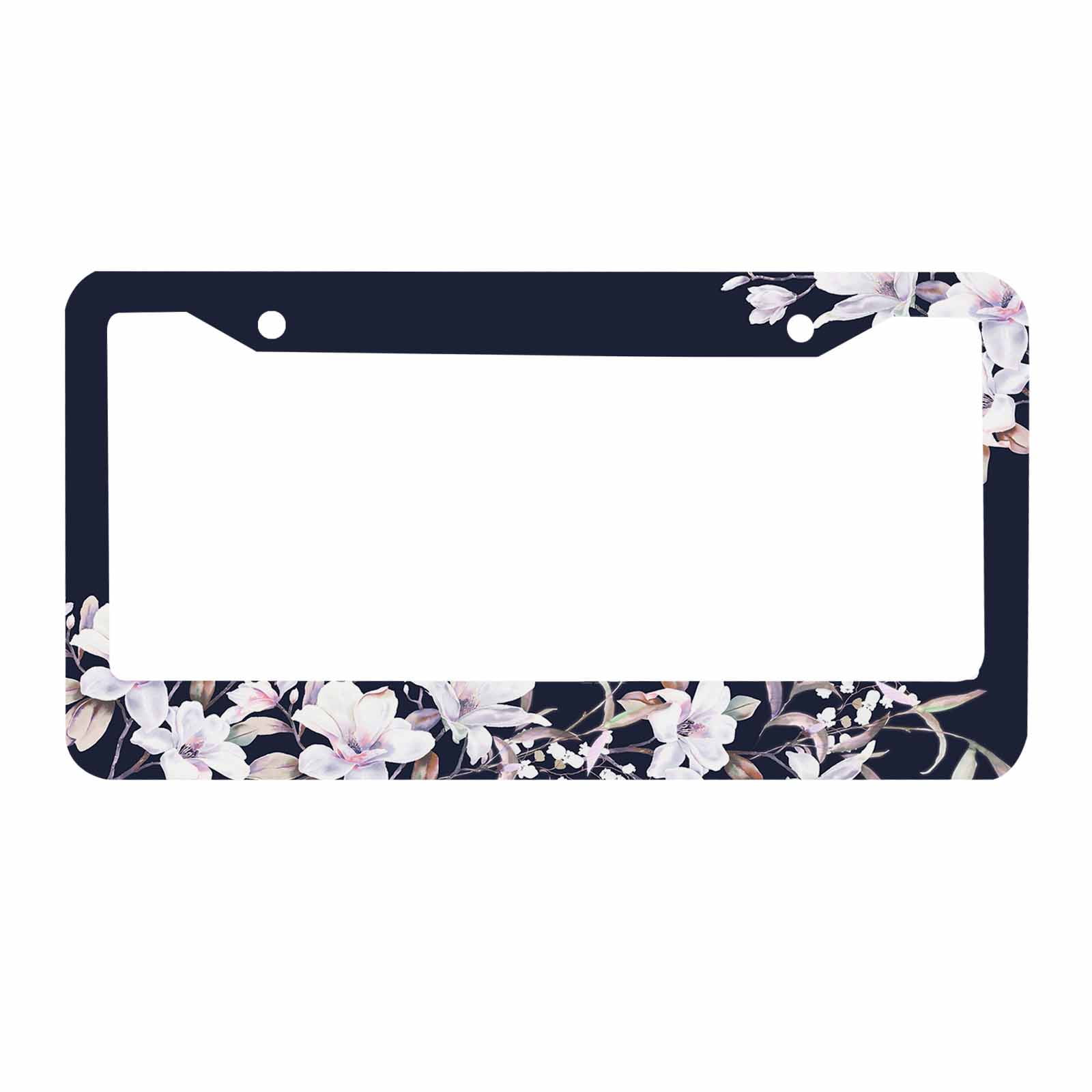 Sloboki Watercolor Flowers License Plate Frame Universal Aluminum Metal ...
