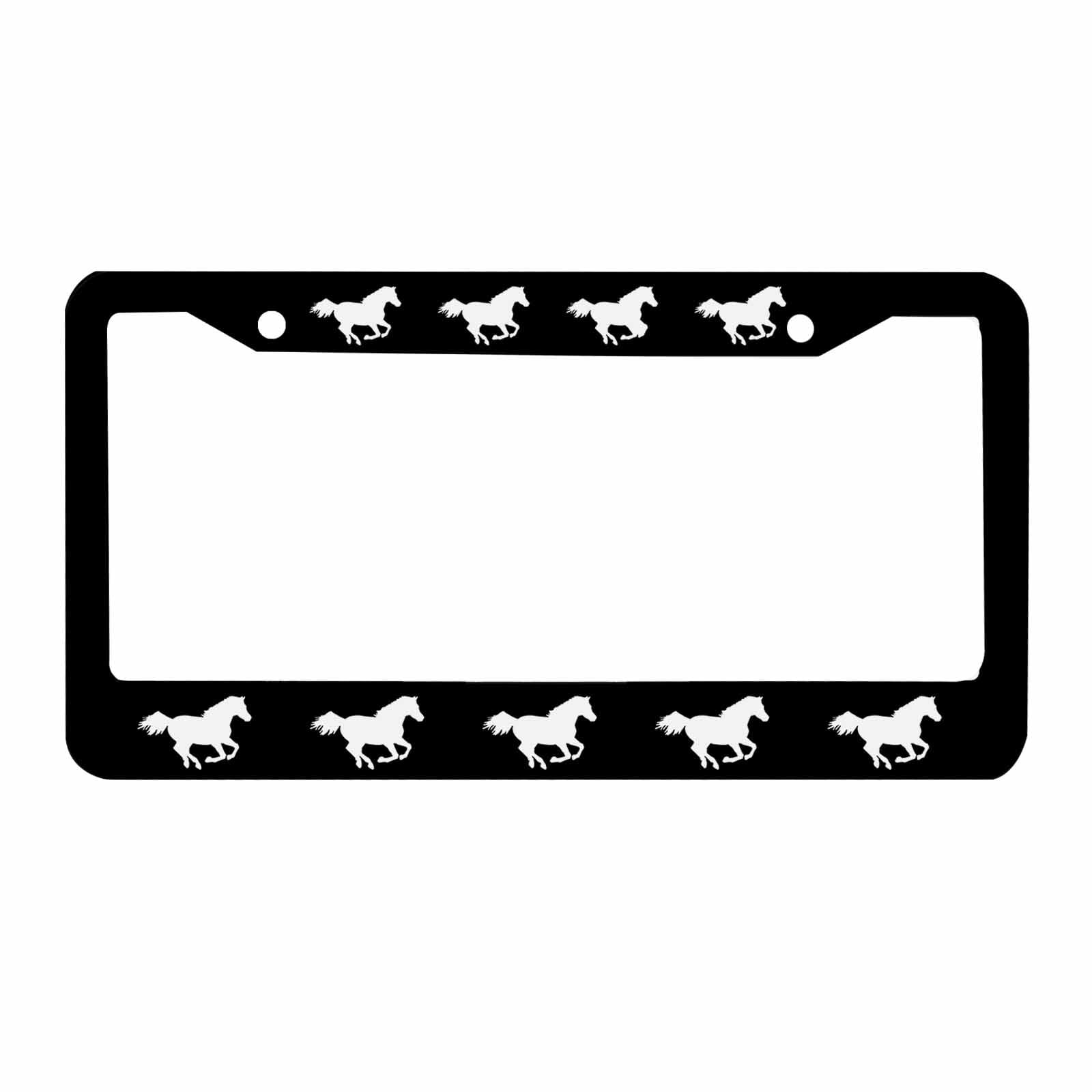Sloboki White Horses Running License Plate Frame Universal Aluminum ...