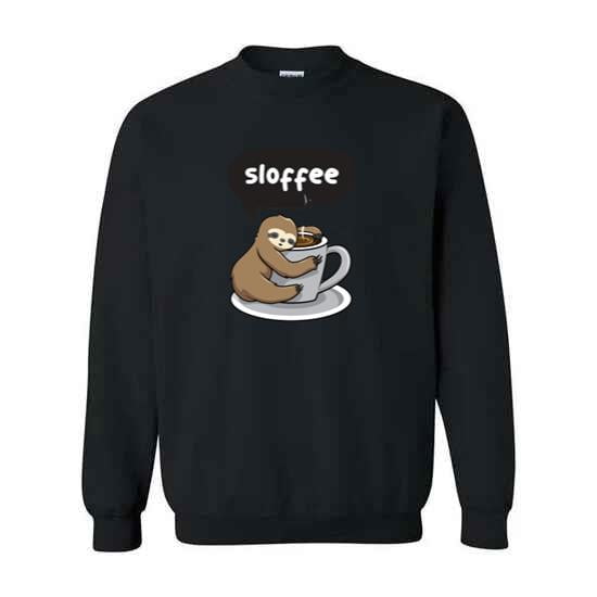 Sloffee Coffee Sloth Funny Pun Animal Humor Unisex Sweatshirt up to 5XL ...
