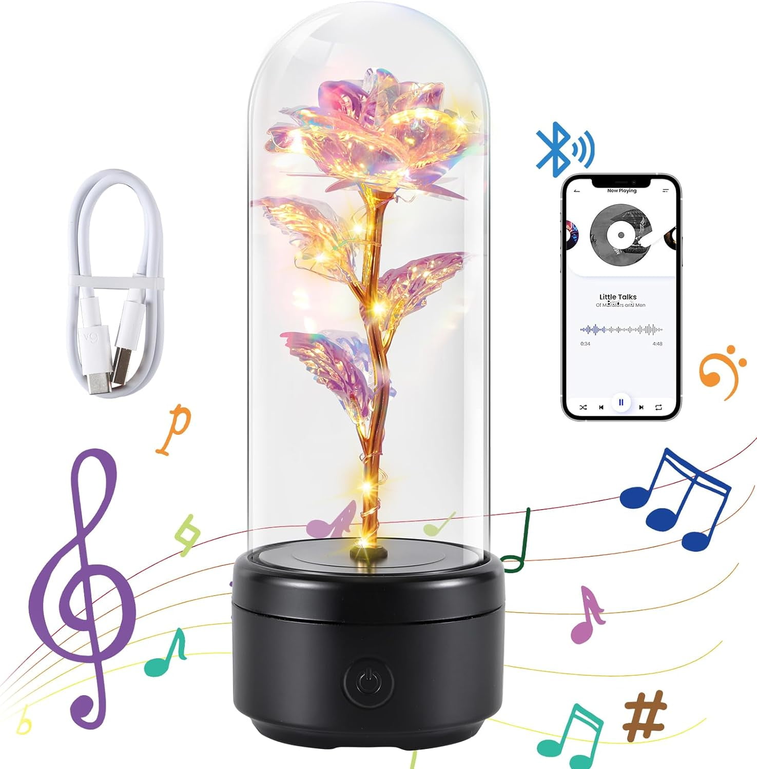 Slok Galaxy Rose Light Bluetooth Speaker Light Up Rose Flower Gifts for ...