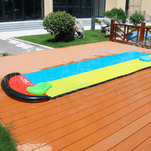 Sloosh 20ft Double Water Slides With 2 Body Boards Backyard Outdoor