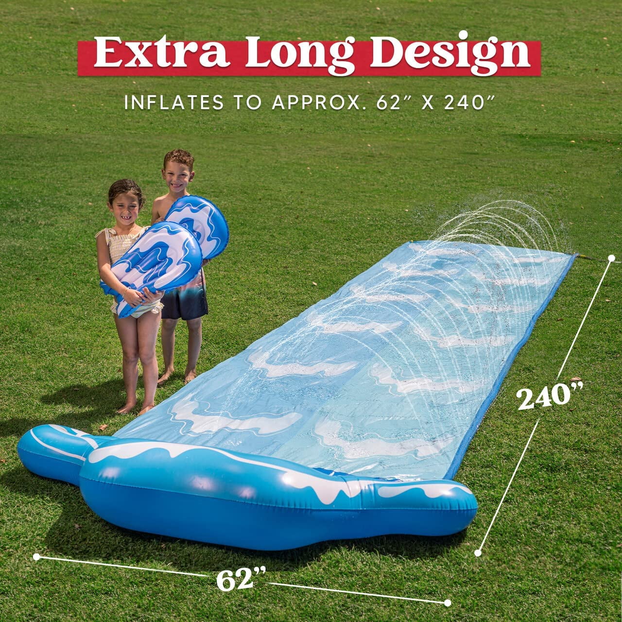 Sloosh 20ft Water Slide 2 Person Blue Wave Water Slides With 2 Slip