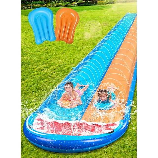 Sloosh Shark Double Slip Water Slide, 22.5ft Long for Lawn, Party ...