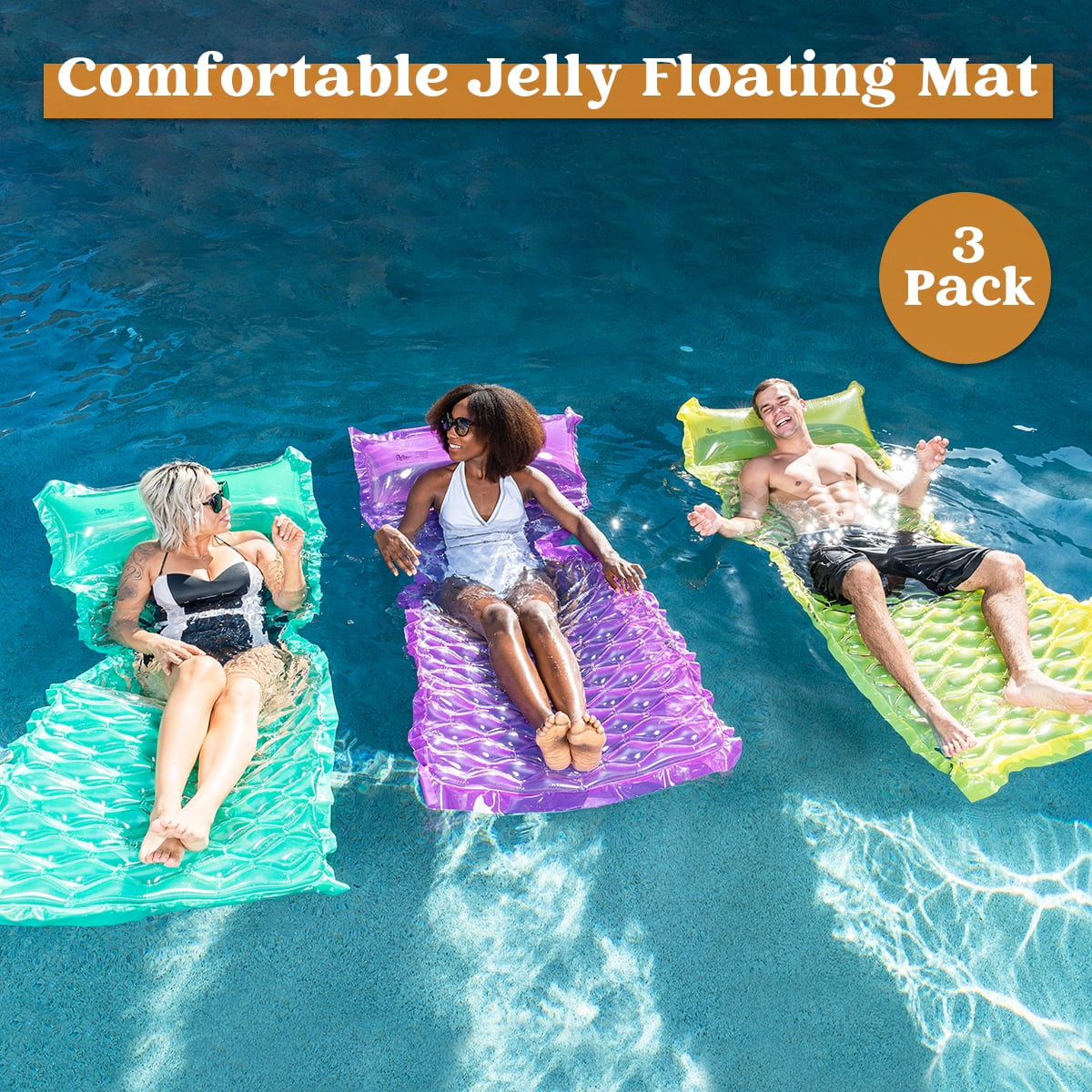 Sloosh 3 PCS 64x32-inch Inflatable Pool Mat, Water Relaxing Float ...