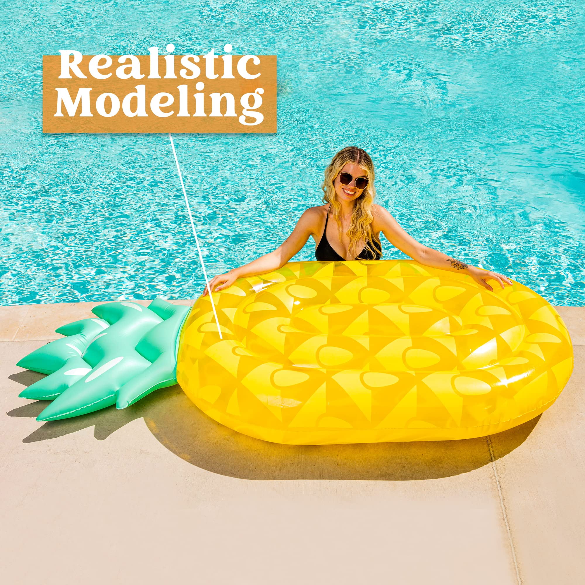 Sloosh 84" Giant Inflatable Pineapple Pool Float, Fun Beach Floaties, Swim Party Toys, Lagoon ...