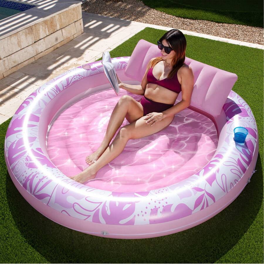 Sloosh Tanning Pool Lounger Float, Luxury Fabric Large Pool Floats Inflatable Lake Float Heavy ...