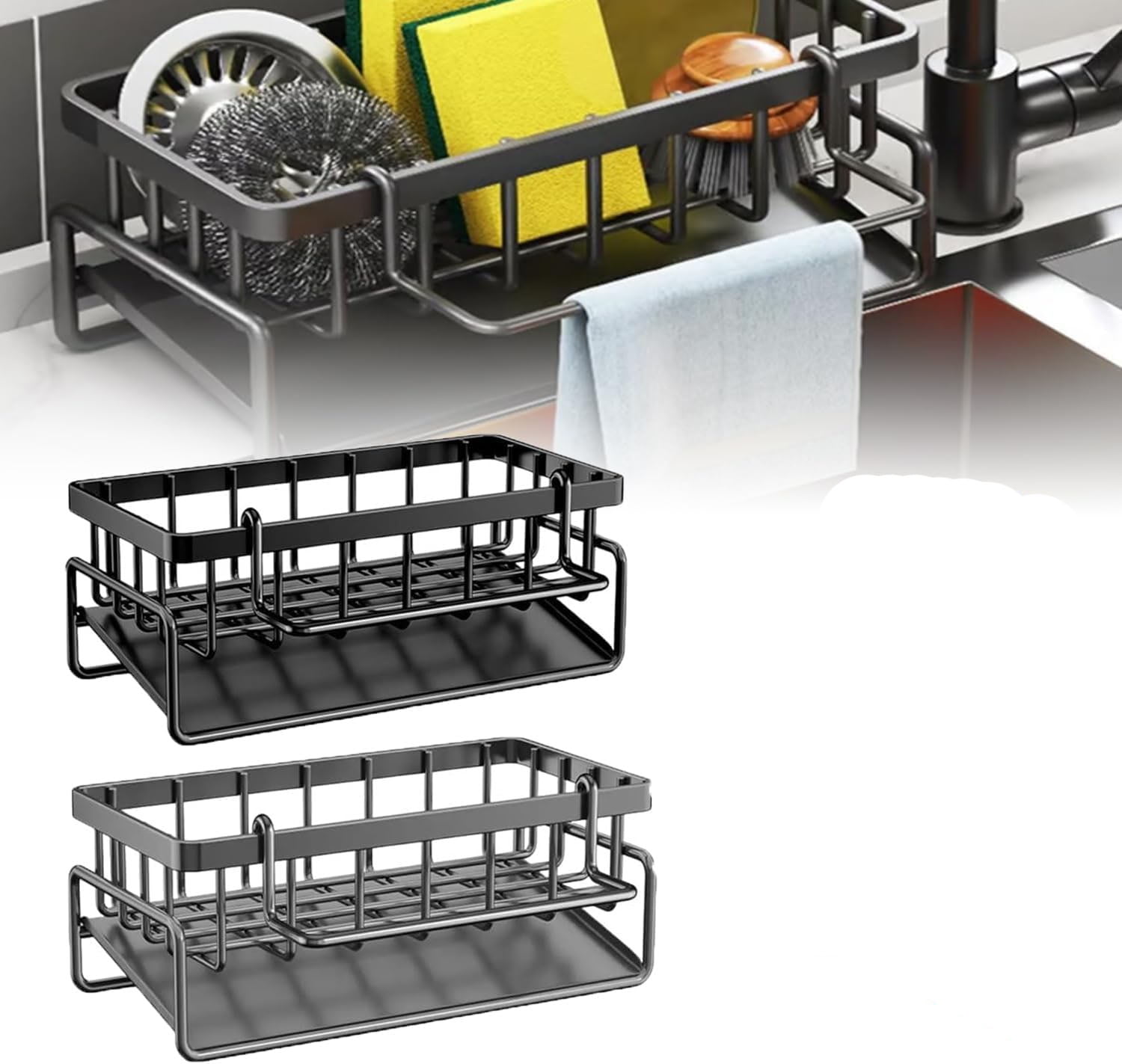 Slope Sink Drain Rack, Hicaly Self Draining Sponge Holder, 4 in 1 ...