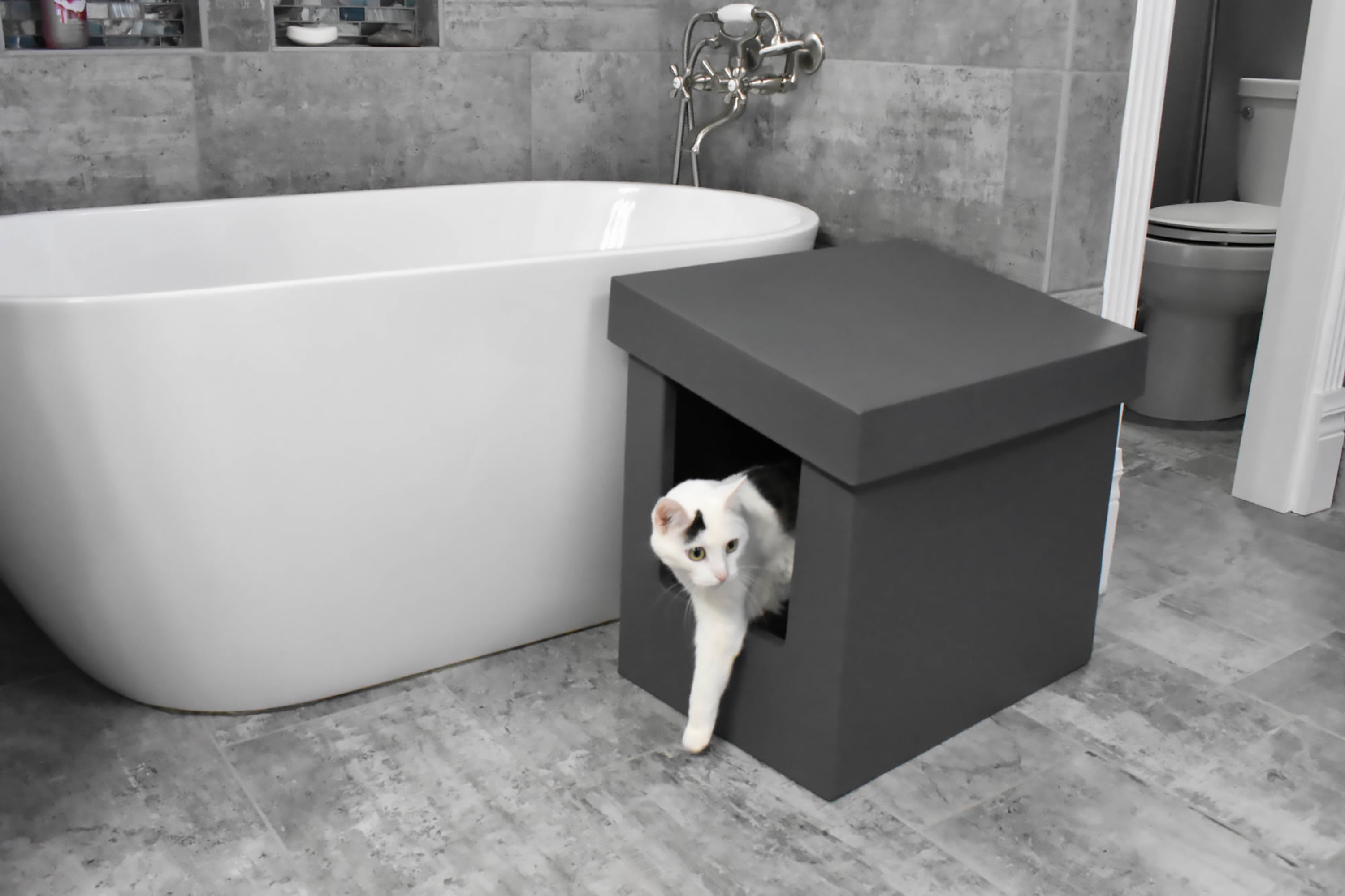 Slope Style Cat Litter Box - XL - Stylish Modern Design - Charcoal Gray ...