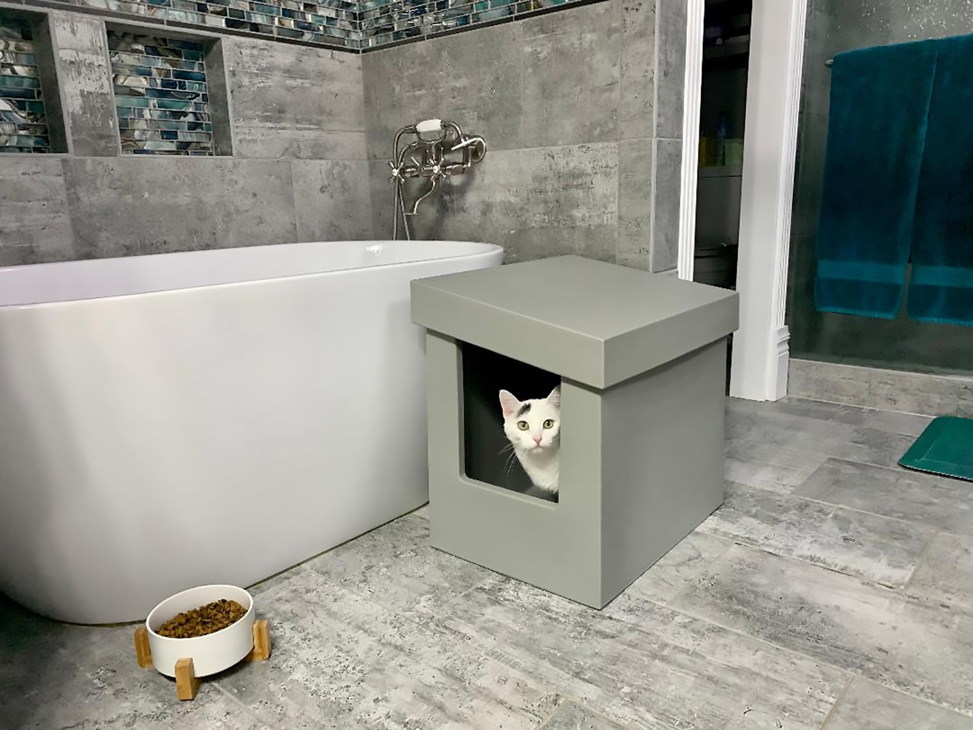 Slope Style Cat Litter Box - XL - Stylish Modern Design - Light Gray ...