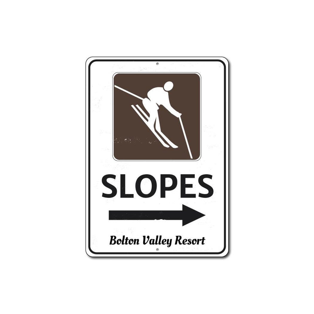Slopes Arrow Sign, Skier Valley Ski Resort Name Decor, Custom Skiing ...
