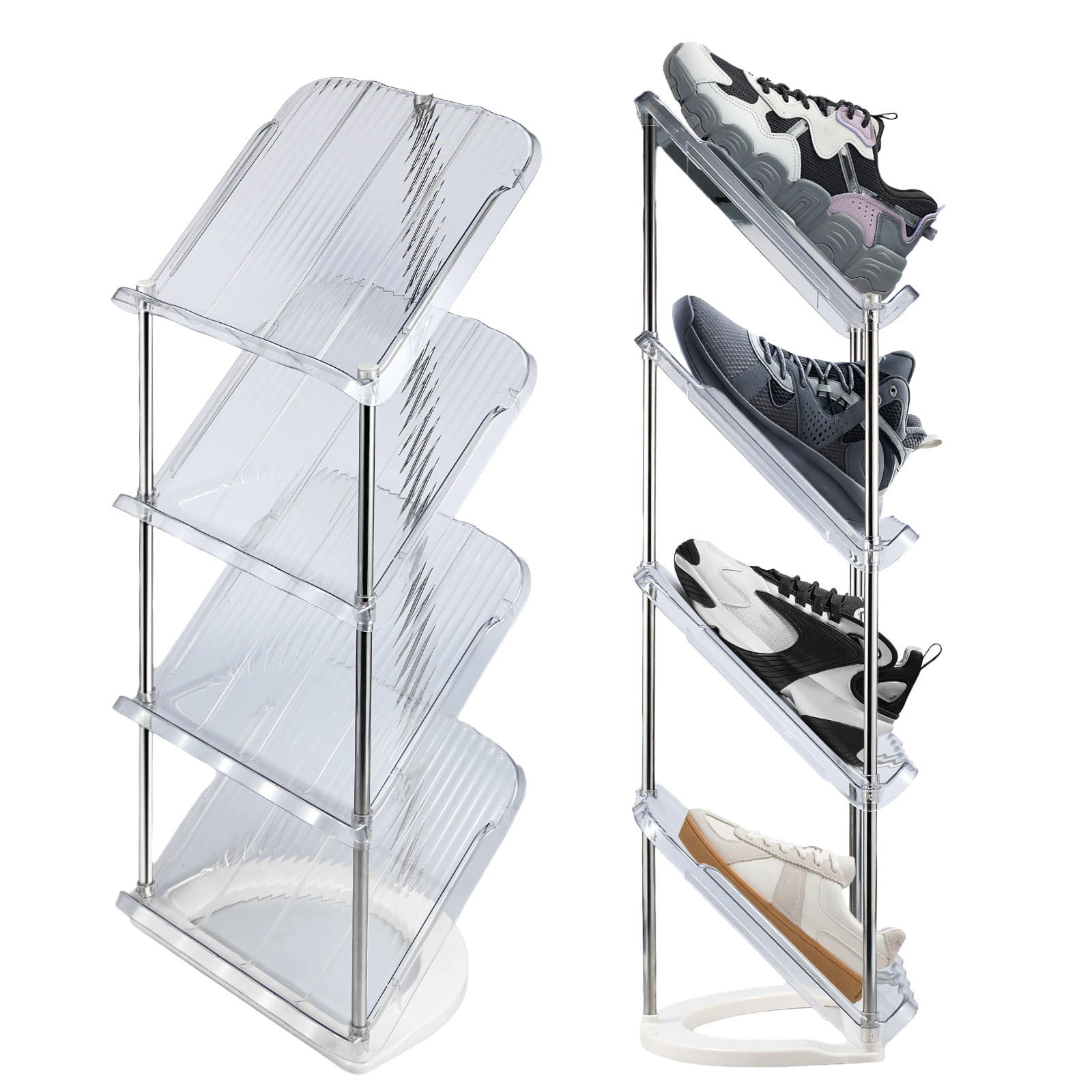 Sloping Shoe Rack 4 Layer Shoe Shelf Free Standing Shoe Holder ...