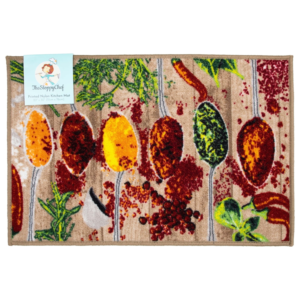 Sloppy Chef Printed Kitchen Rug, 18 x 30 in, Non-Skid Latex Backing ...