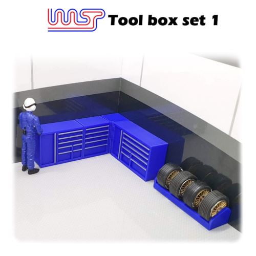 Slot Car Garage Pit Scenery - Tool Set 5 Piece Blue 1:32 Scale Wasp ...