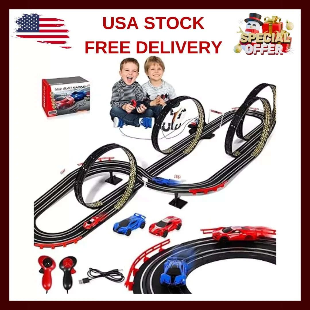 Slot Car Race Track Set Electric Powered Race Track Dual Racing Car ...