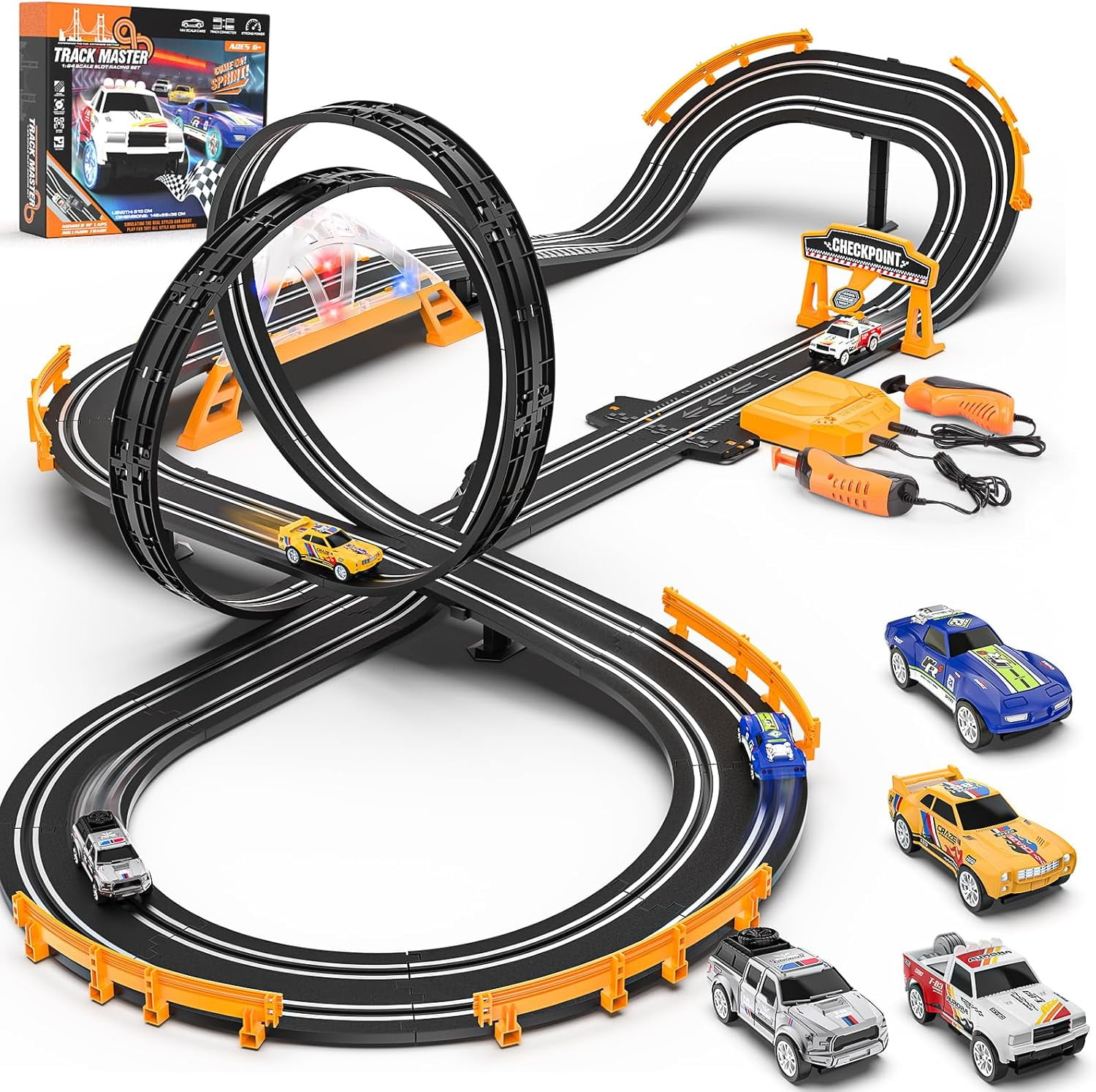 Slot Car Race Track Sets with 4 Slot Cars, Electric Race Car Track ...