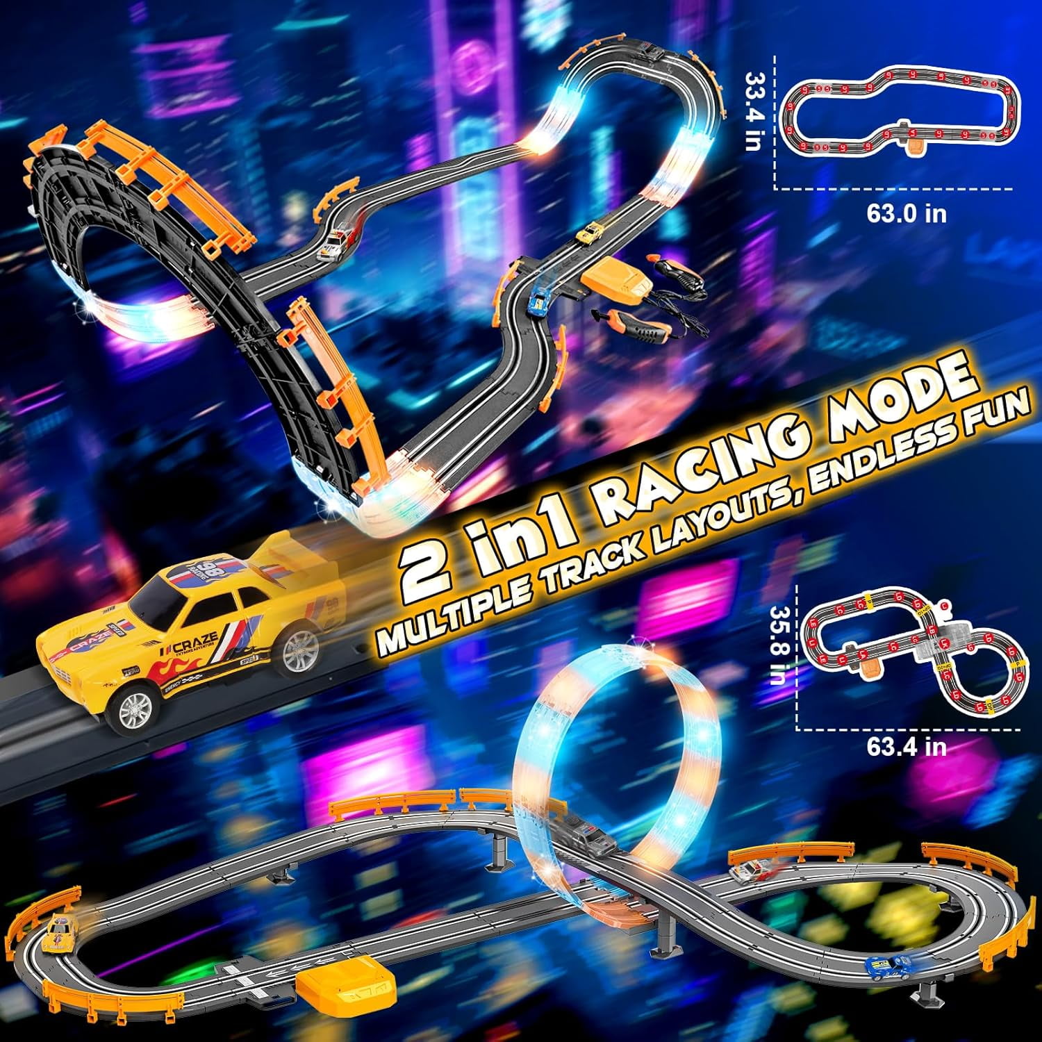 Slot Car Race Track Sets for Boys Age 4 5 6 7 8-12, Electric Race Car ...