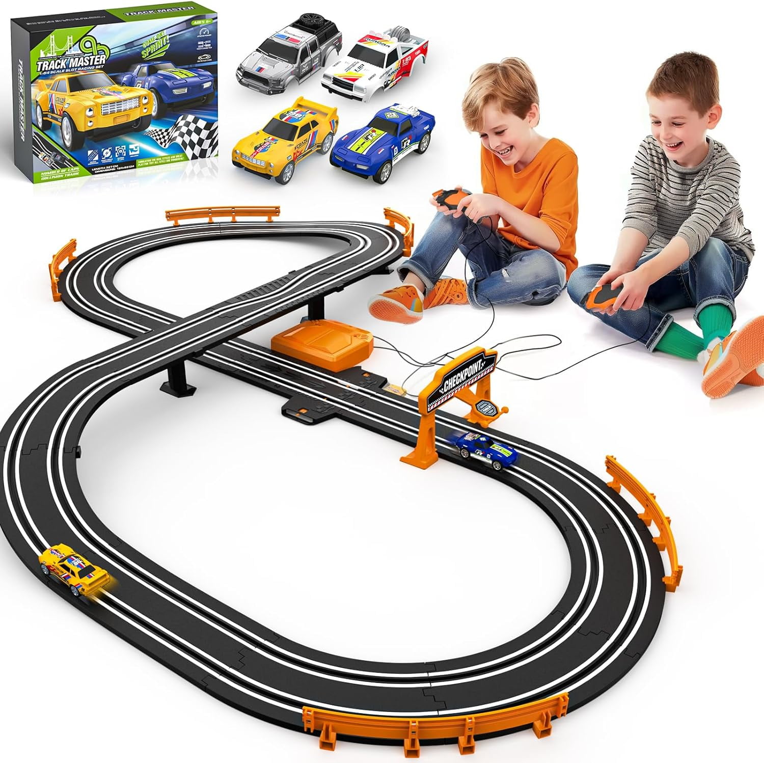 Slot Car Race Track Sets for Boys,Race Car Track with 4 High-Speed Slot ...