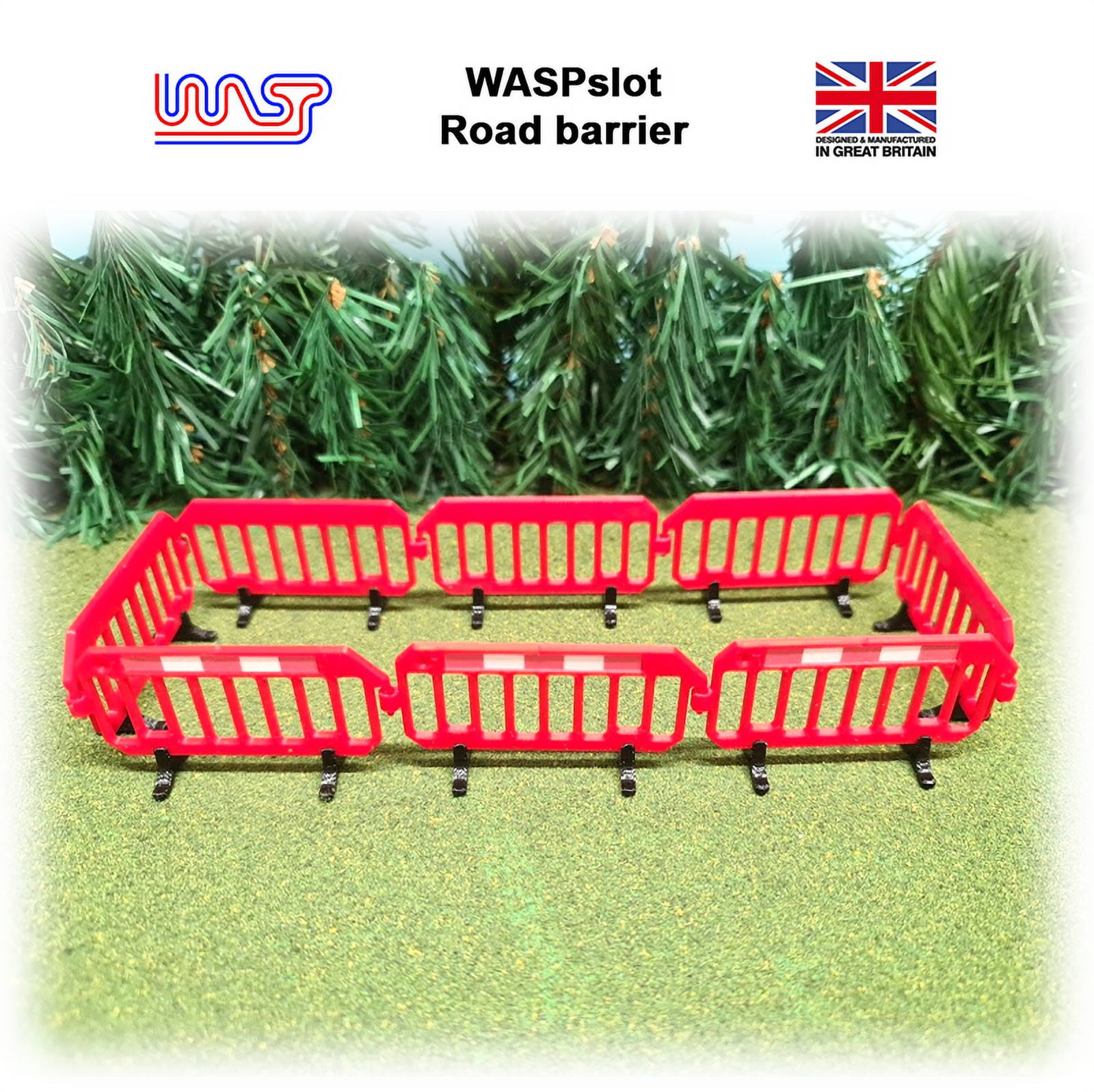 Slot Car Trackside Scenery Red Road Barriers x 8 1:32 Scale WASP ...