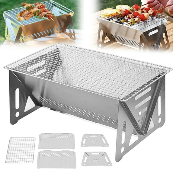Slot Grill Collapsible BBQ - Steel Folding Camp Grill, Compact ...