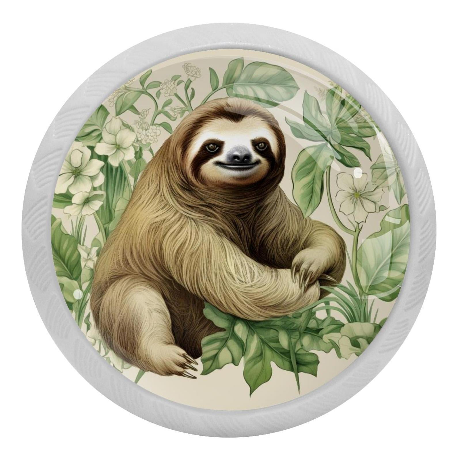 Sloth Animal Glow in The Dark Crystal Glass Cabinet Knobs 4 Pcs Drawer ...