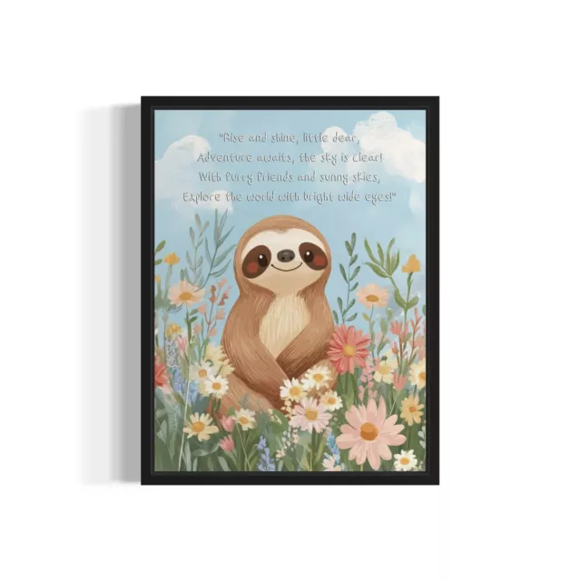 Sloth Animal Kids Nursery With Poem Art Print Poster Wall Art Painting ...