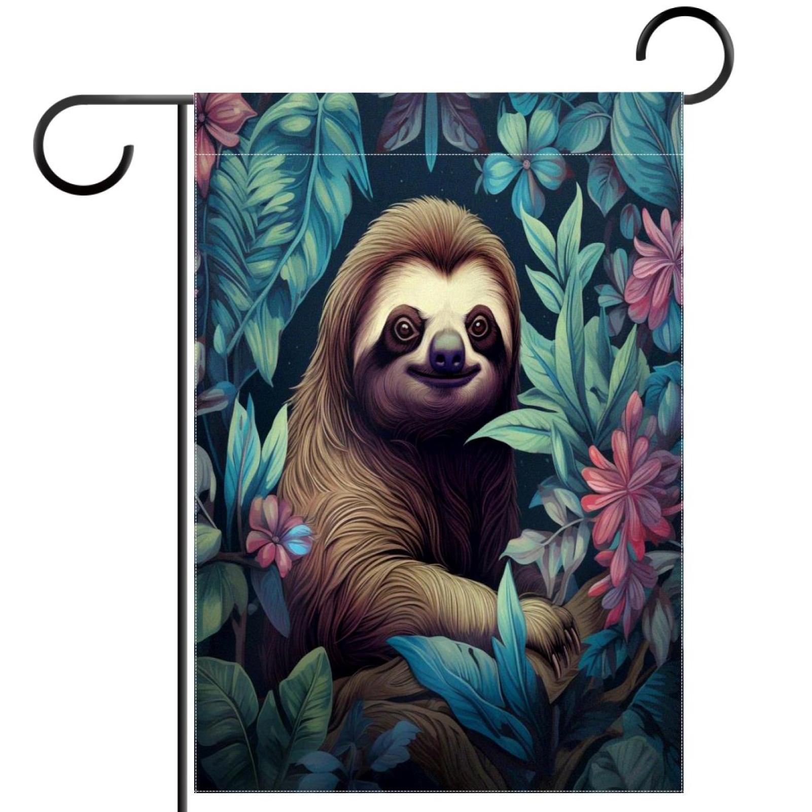 Sloth Animal Print Art Polyester Garden Flag Banner 12 x 18 inches ...