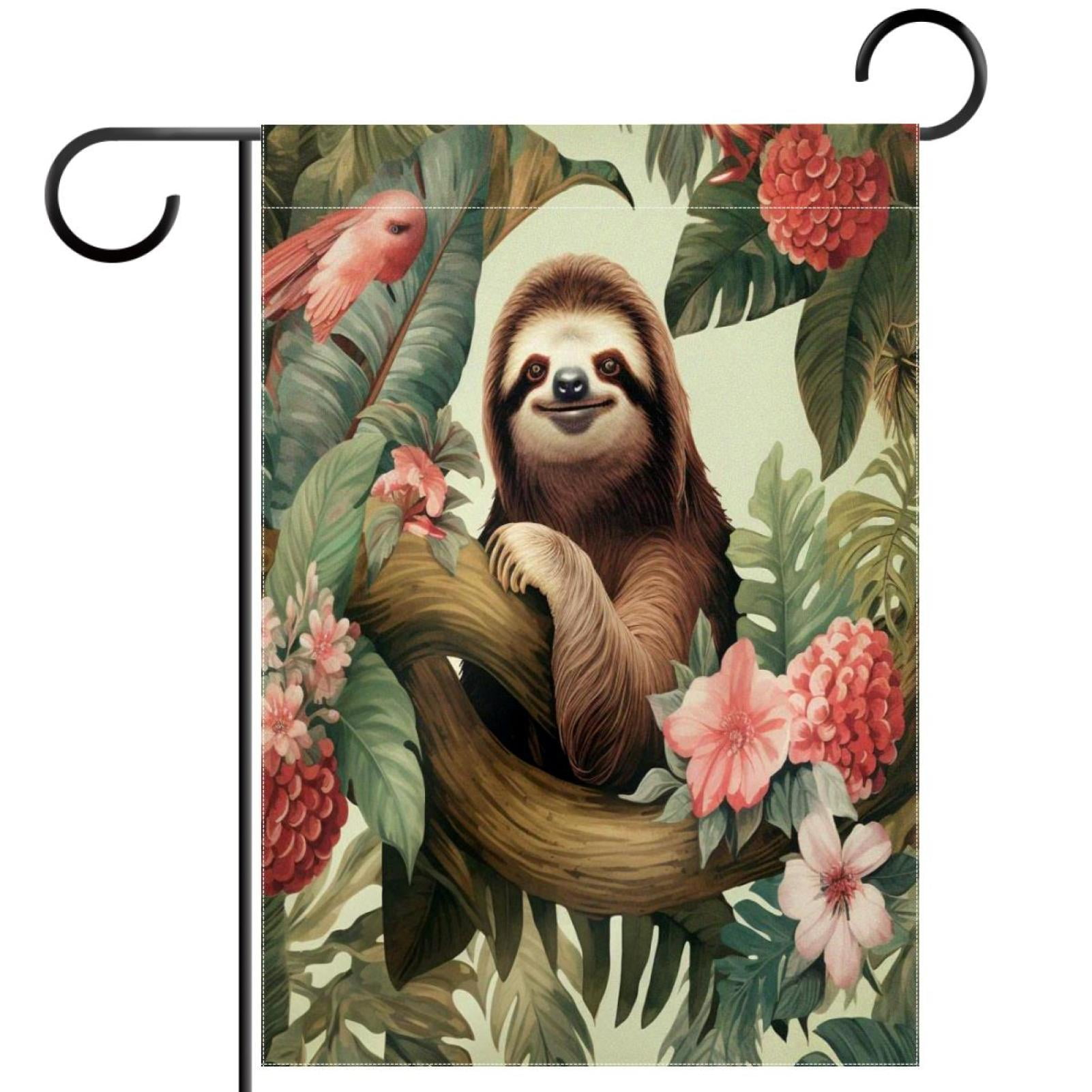 Sloth Animal Print Art Polyester Garden Flag Banner 12 x 18 inches ...