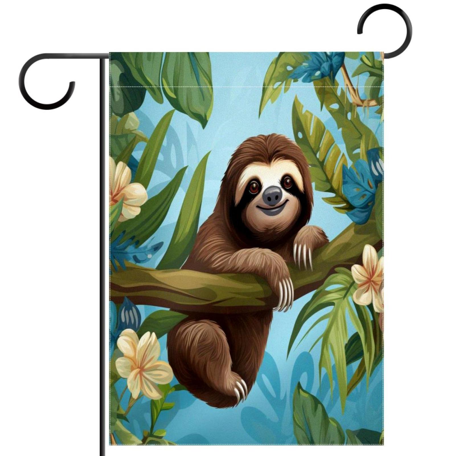 Sloth Animal Print Art Polyester Garden Flag Banner 12 x 18 inches ...
