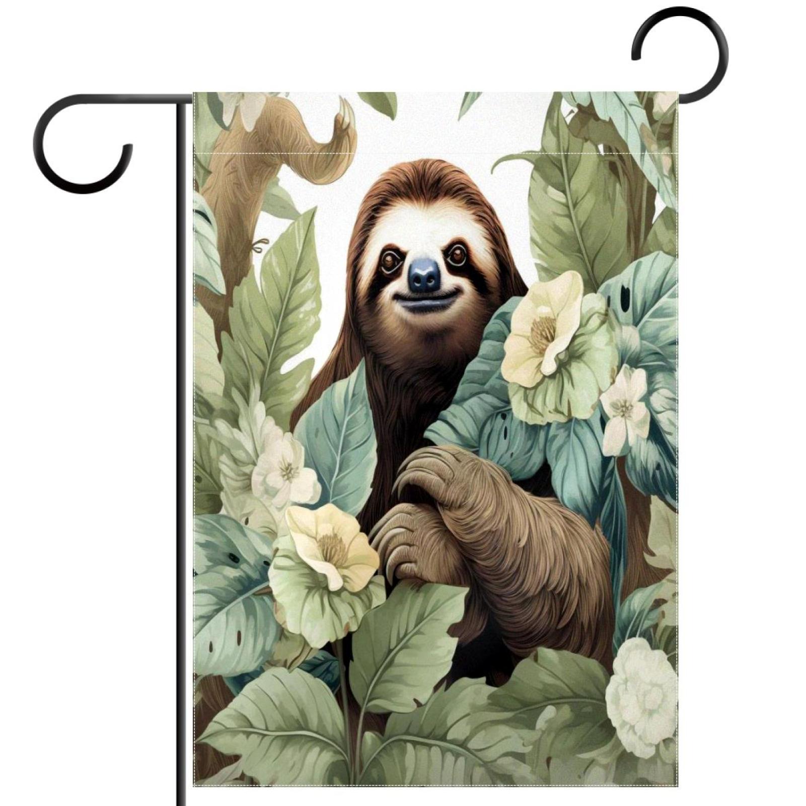 Sloth Animal Print Art Polyester Garden Flag Banner 12 x 18 inches ...