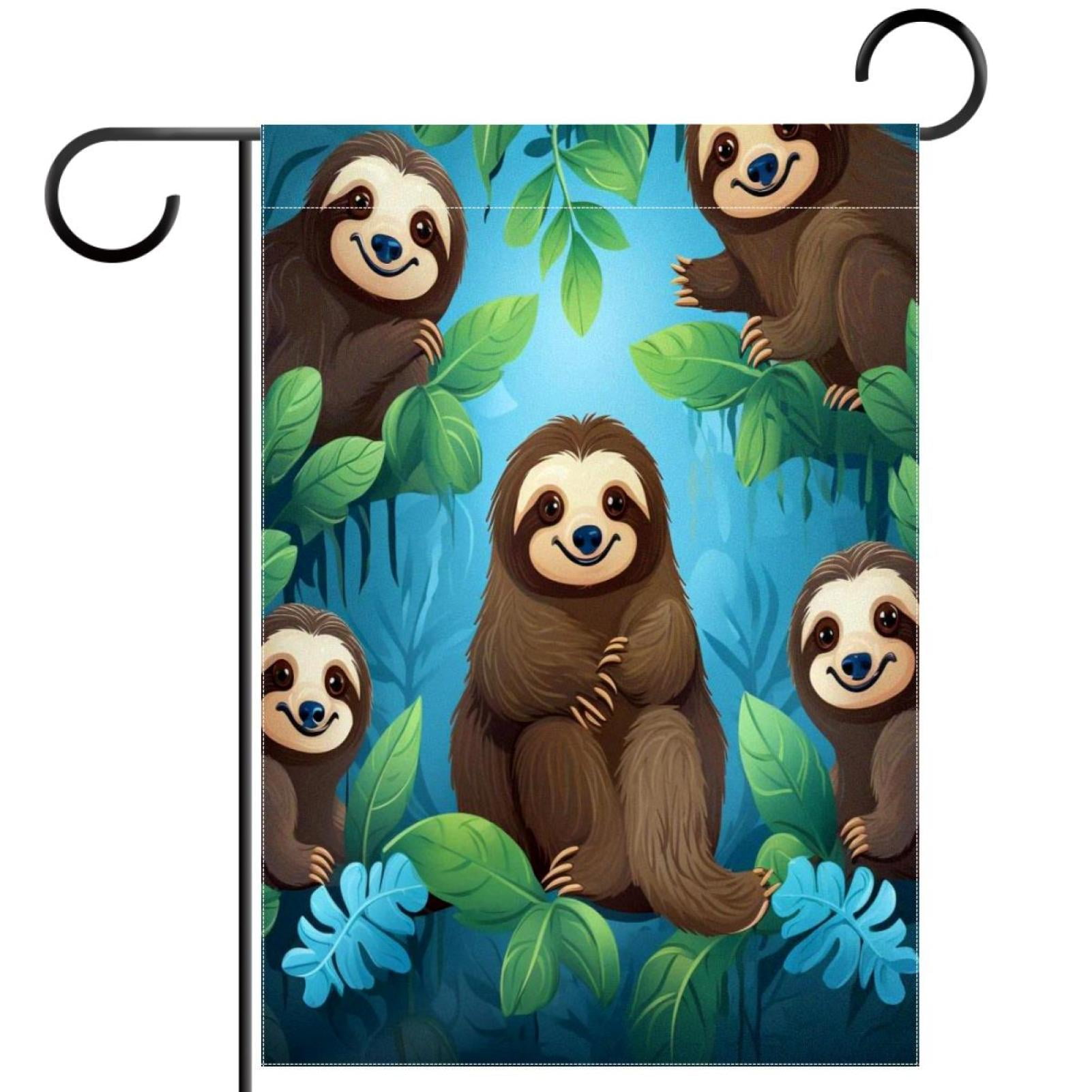 Sloth Animal Print Art Polyester Garden Flag Banner 12 x 18 inches ...