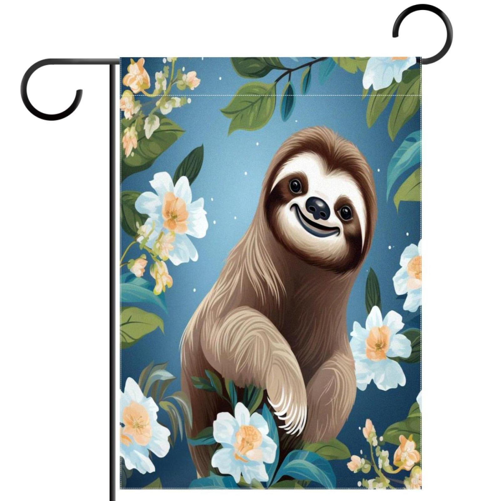 Sloth Animal Print Art Polyester Garden Flag Banner 12 x 18 inches ...