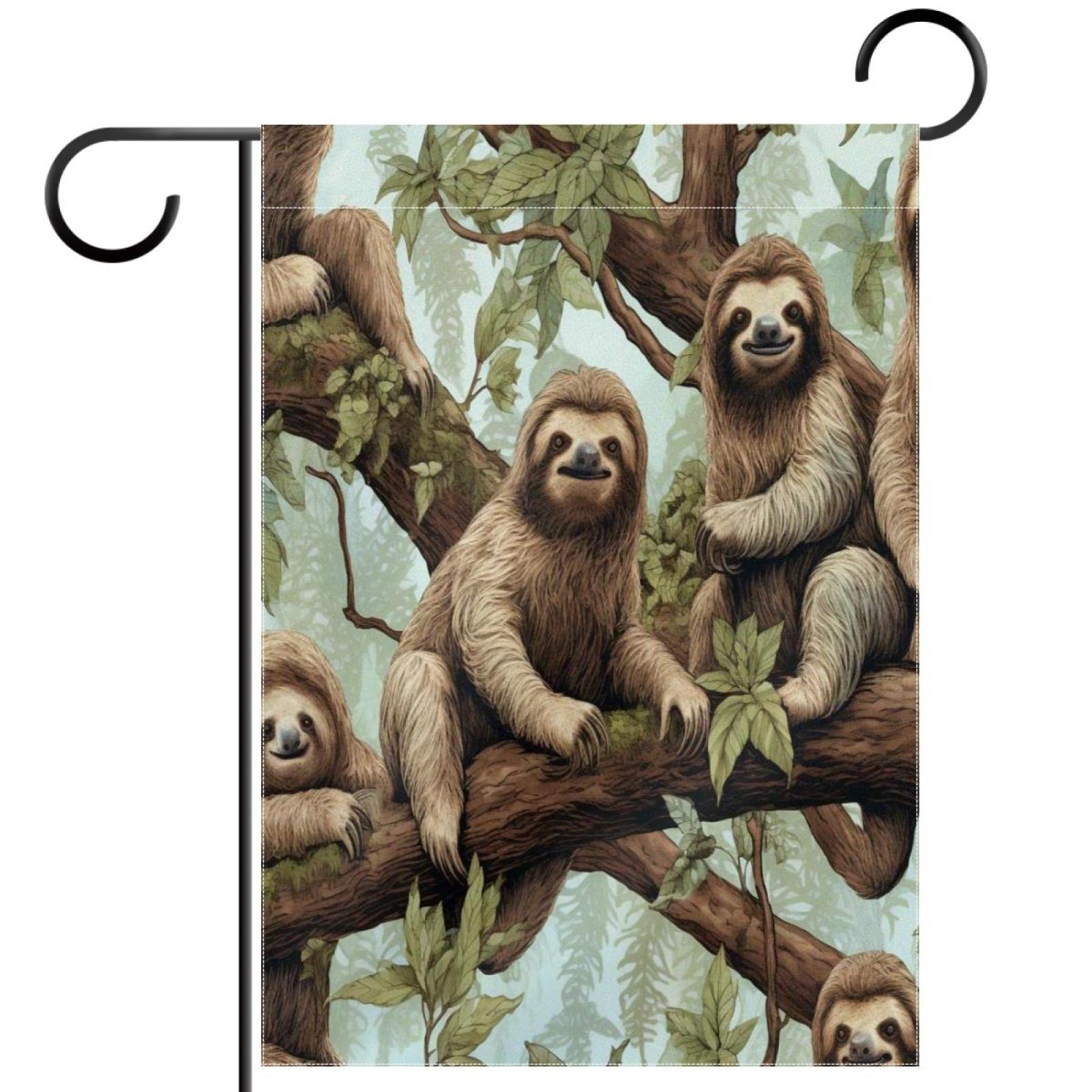 Sloth Animal Print Art Polyester Garden Flag Banner 12 x 18 inches ...