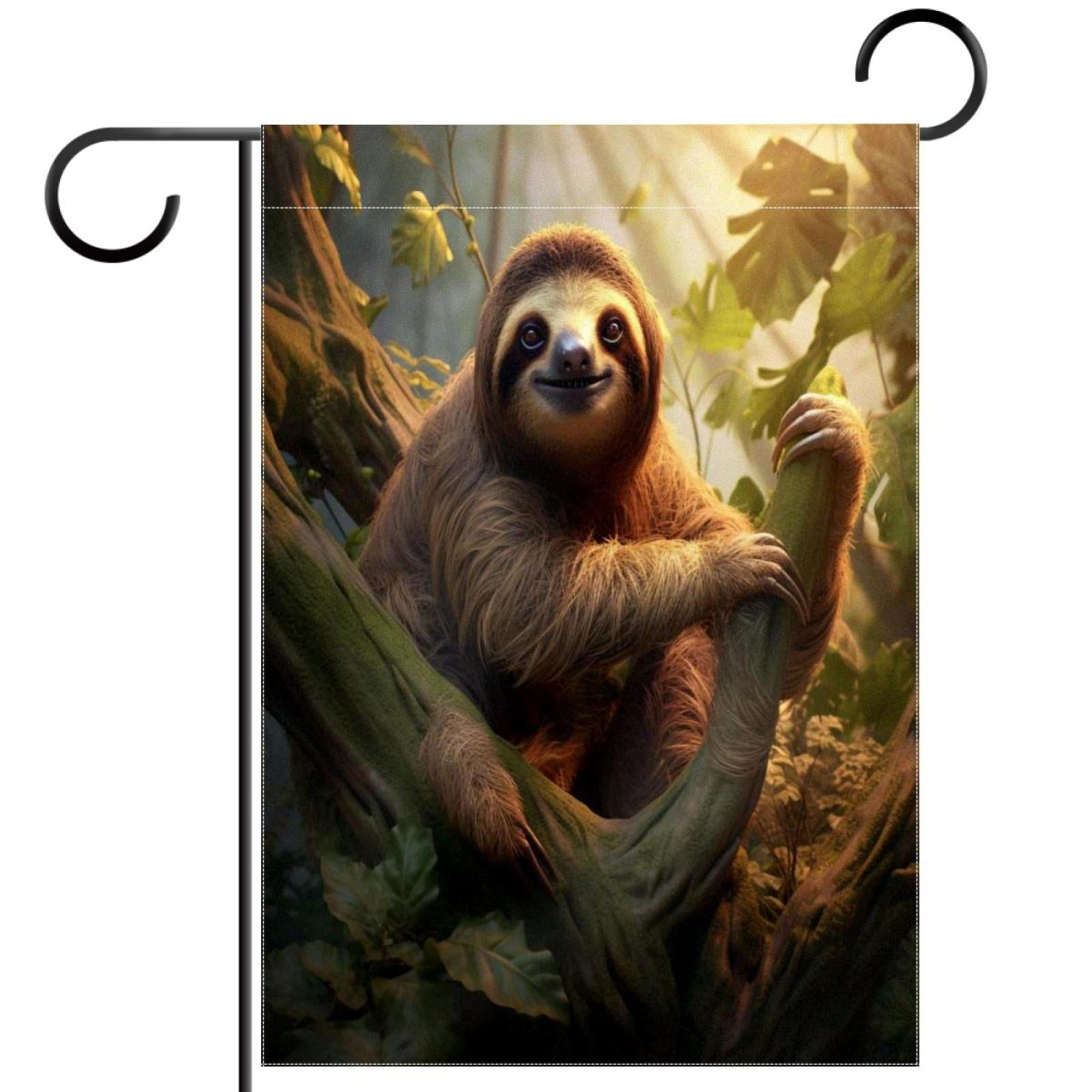 Sloth Animal Print Art Polyester Garden Flag Banner 12 x 18 inches ...