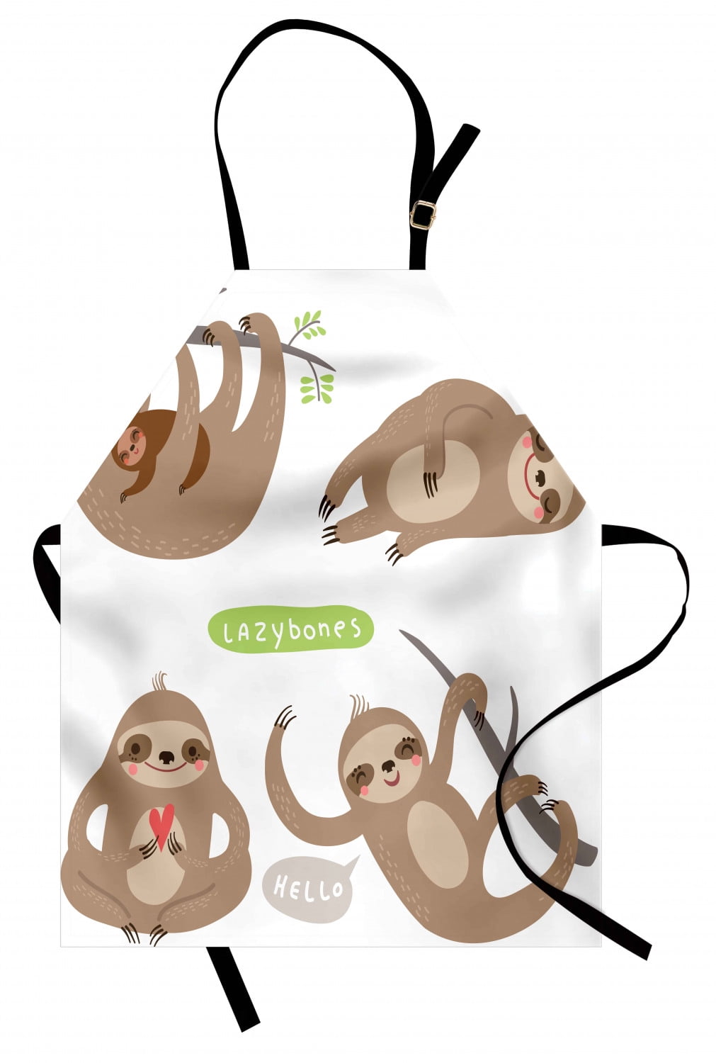 Sloth Apron Childish Collection of Funny Cute Lazy Sloths Hugging ...
