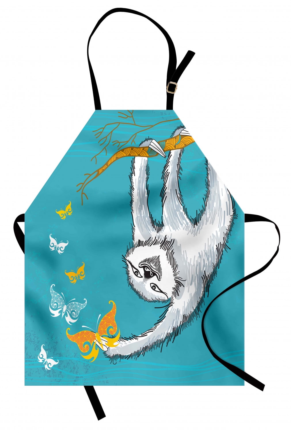 Sloth Apron Sketchy Sloth with Butterflies Ornate Branch Nature ...